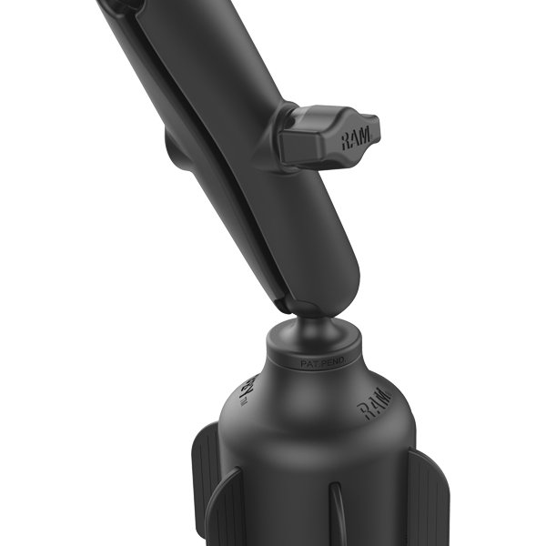 RAM Mount Stubby Cup Holder Mount Base with Long Double Socket Arm